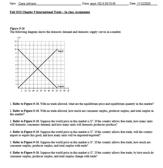1. Refer to Figure 9-26. With no trade | StudyX
