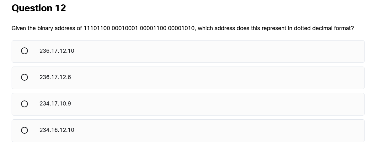 Given the binary address of 11101100 | StudyX