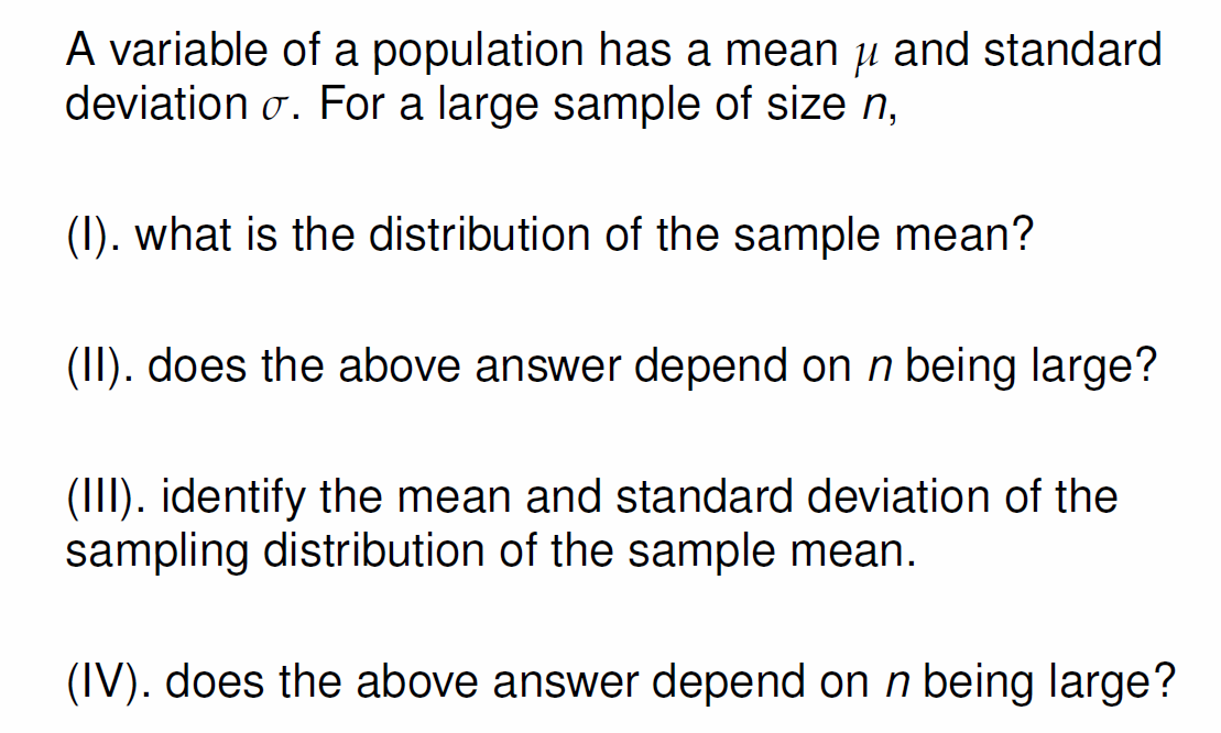 A variable of a population has a mean $ $ | StudyX