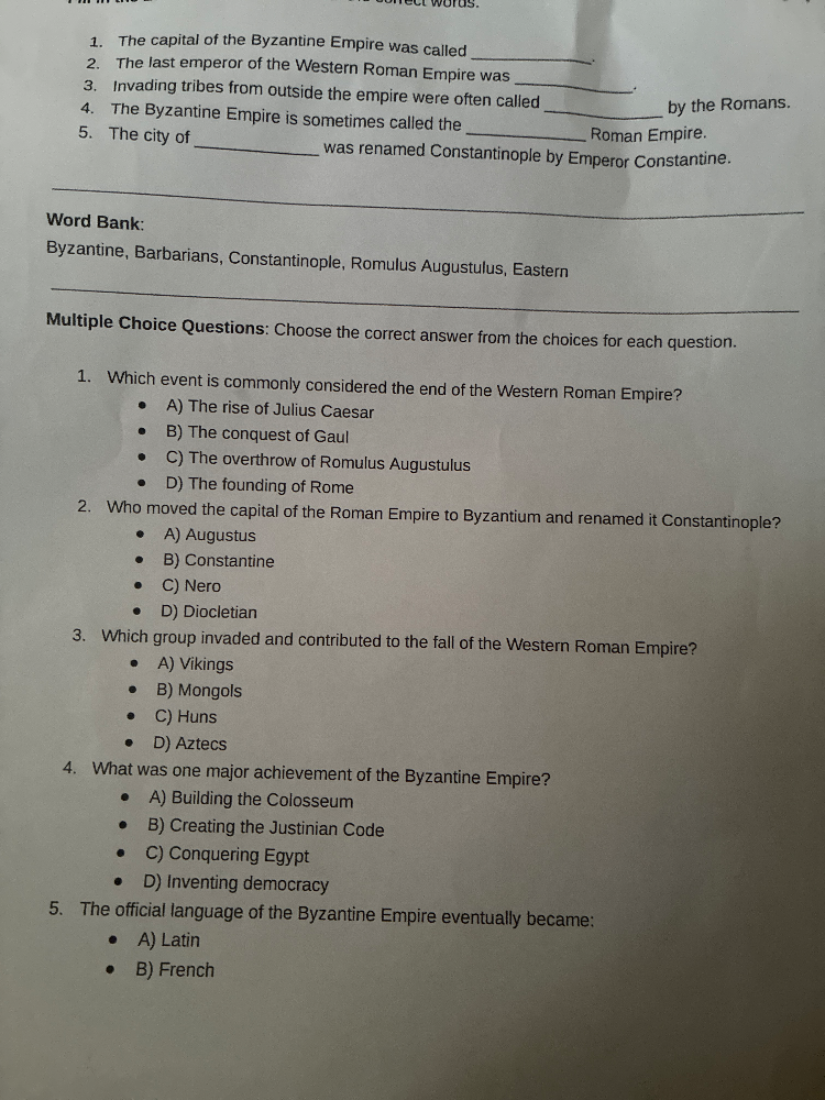 Fill in the Blank 1. The capital of the | StudyX