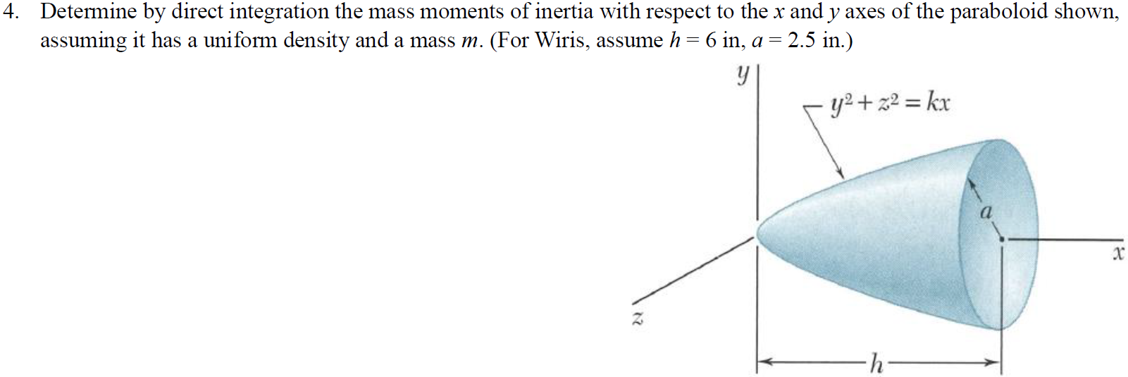 4. Determine by direct integration the mass | StudyX
