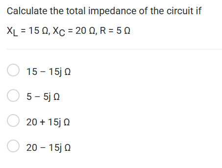 Calculate the total impedance of the circuit | StudyX