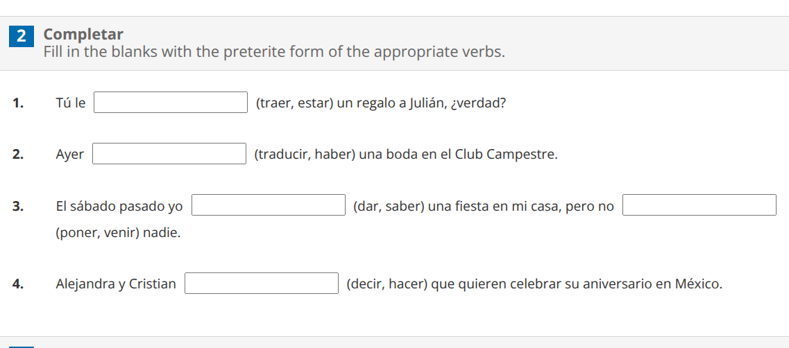 Completar Fill in the blanks with the | StudyX
