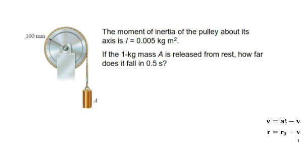 The moment of inertia of the pulley about