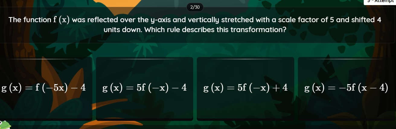 The function f (x) was reflected over the | StudyX