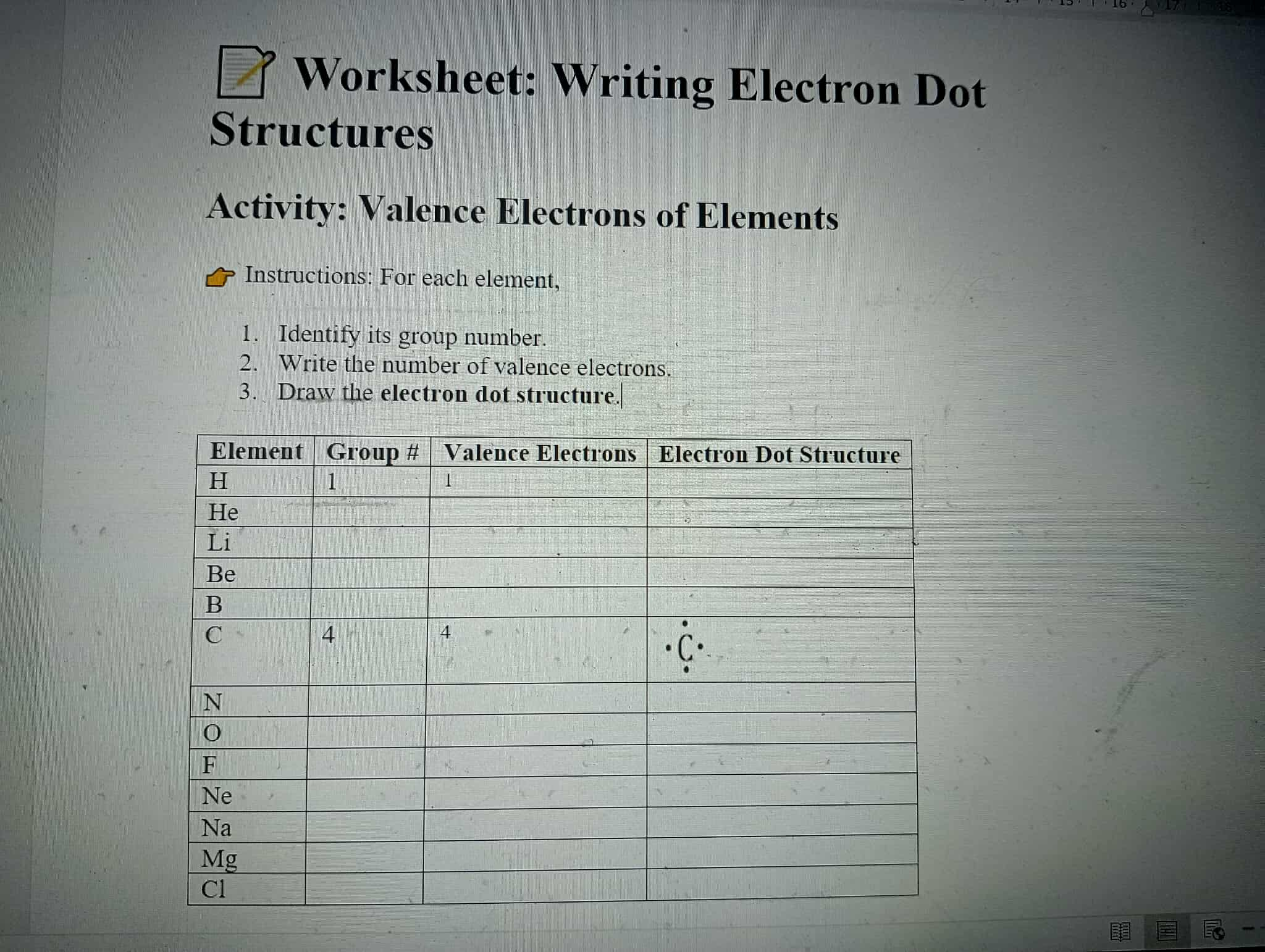 Instructions: For each element, 1. | StudyX