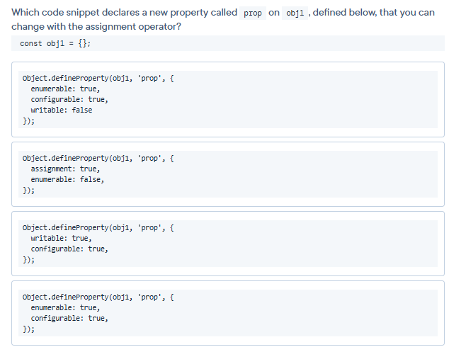 Which code snippet declares a new property | StudyX