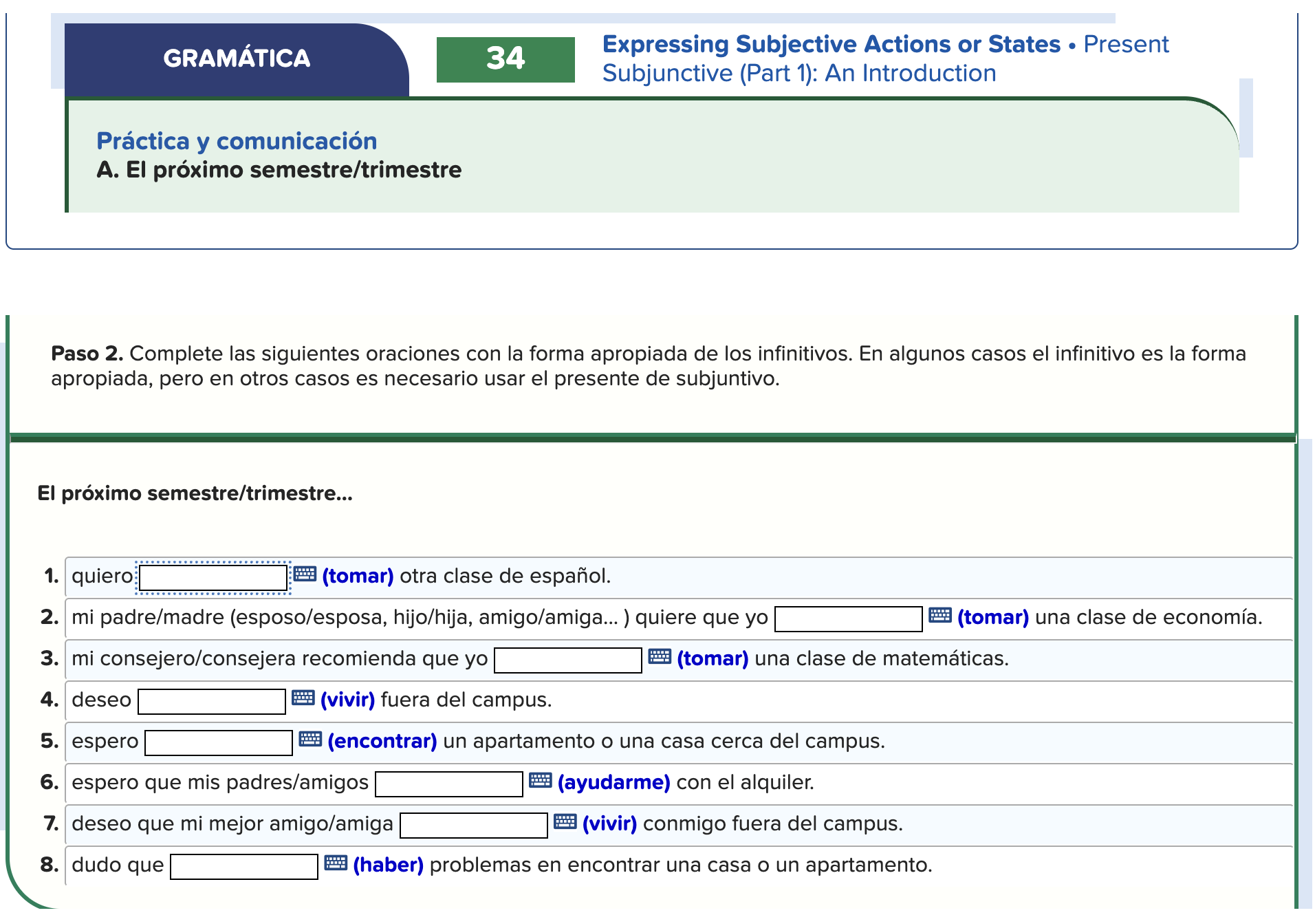 Paso 2. Complete las siguientes oraciones | StudyX
