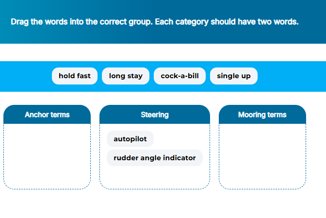 Drag the words into the correct group. Each | StudyX