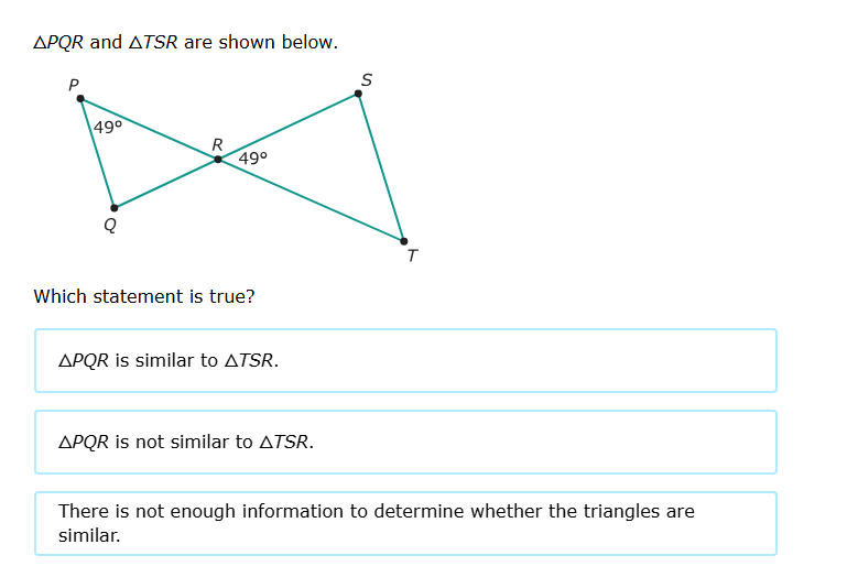 $ PQR$ and $ TSR$ are shown below. Which | StudyX