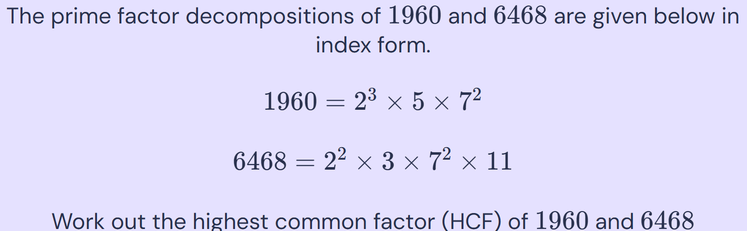 The prime factor decompositions of 1960 and | StudyX
