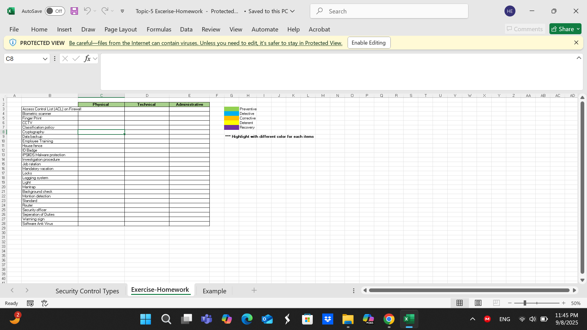 Classify each item in the list as Physical, | StudyX