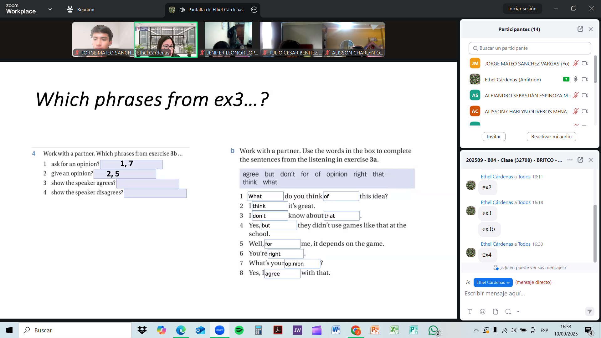 Which phrases from ex3...? 4 Work with a | StudyX