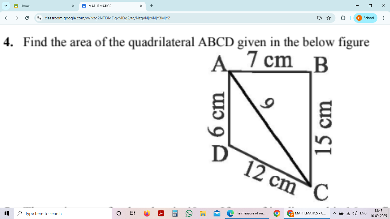 4. Find the area of the quadrilateral ABCD | StudyX