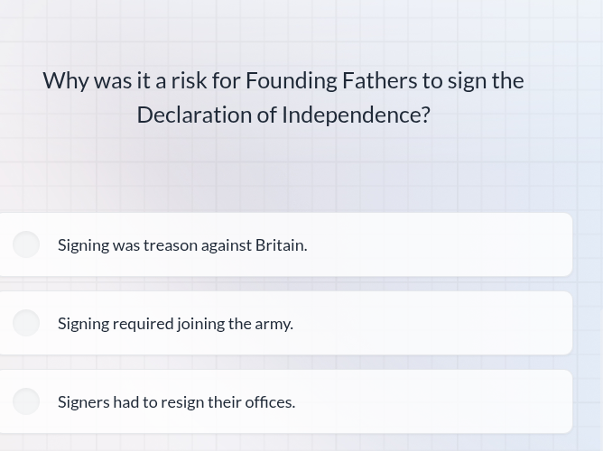 Why was it a risk for Founding Fathers to | StudyX