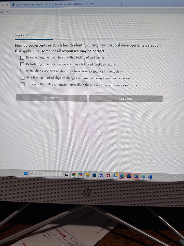 How do adolescents establish health identity