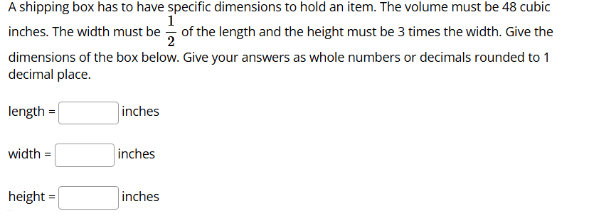 A shipping box has to have specific | StudyX