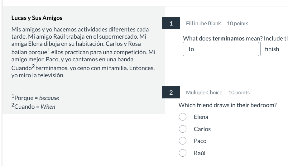 Mis amigos y yo hacemos actividades | StudyX