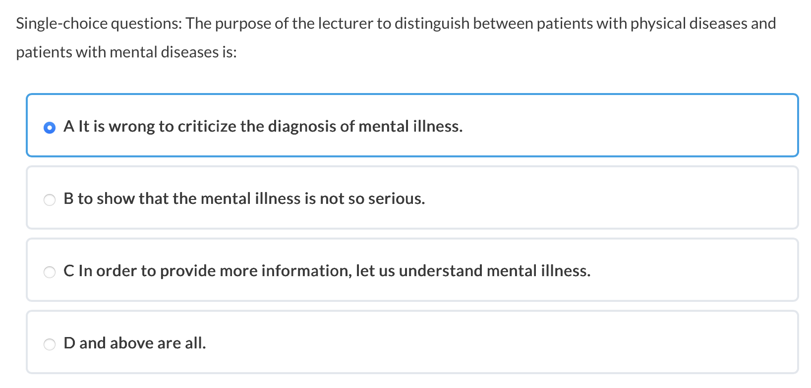 Single-choice questions: The purpose of the | StudyX