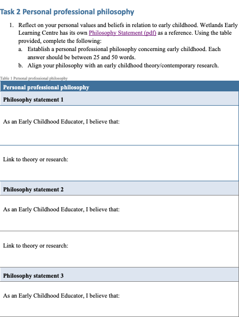 Task 2 Personal professional philosophy 1. | StudyX
