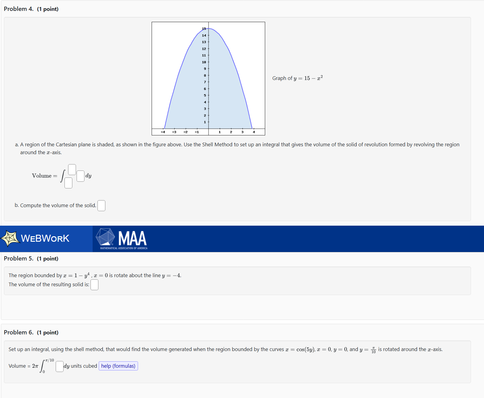 Problem 4. (1 point) Graph of \(y = 15 - | StudyX