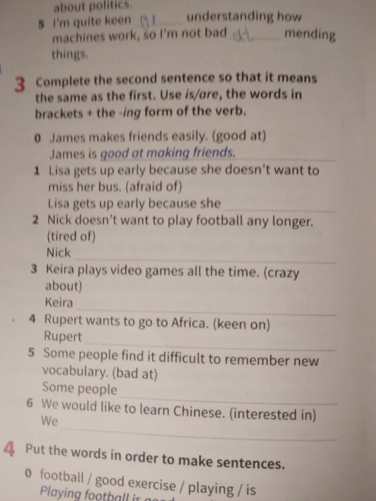 Complete the second sentence so that it