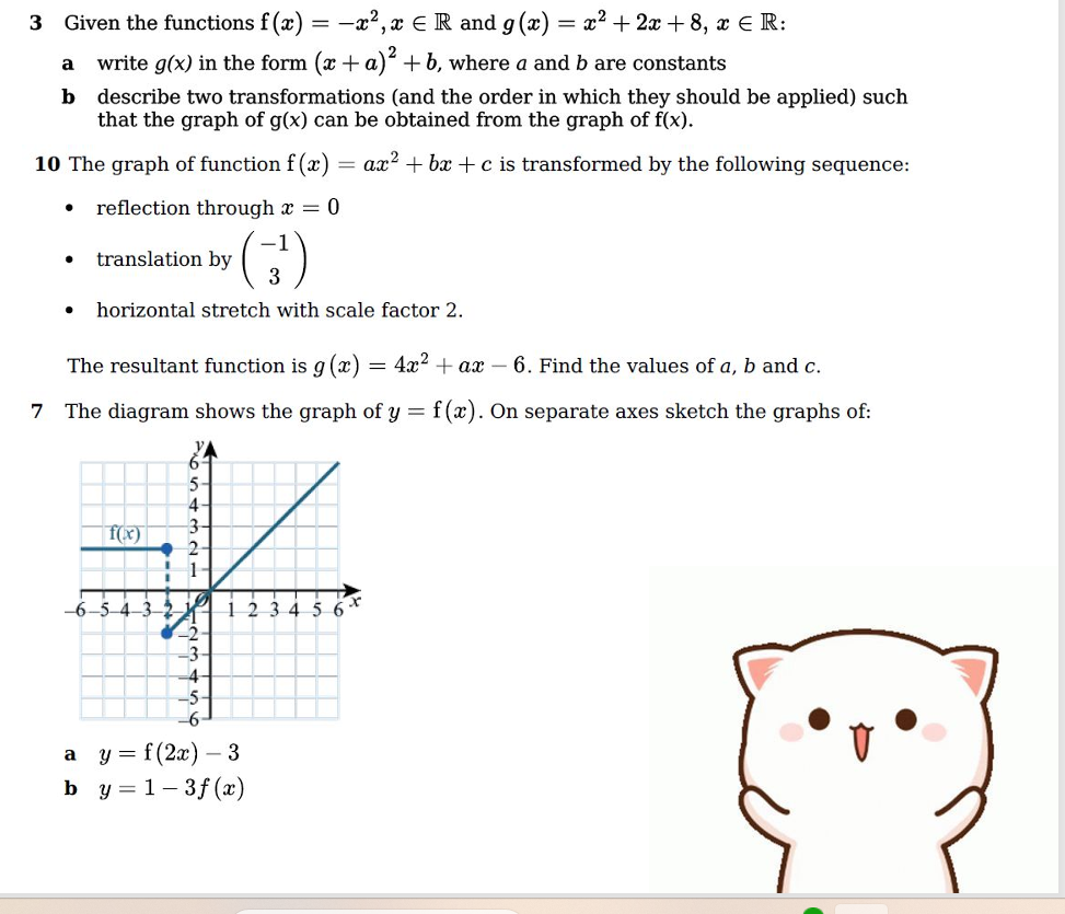 3 Given the functions \(f (x) = -x^2, x | StudyX