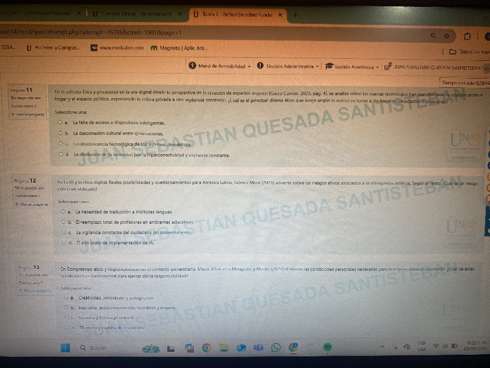 Pregunta 11 En el artículo Ética y | StudyX