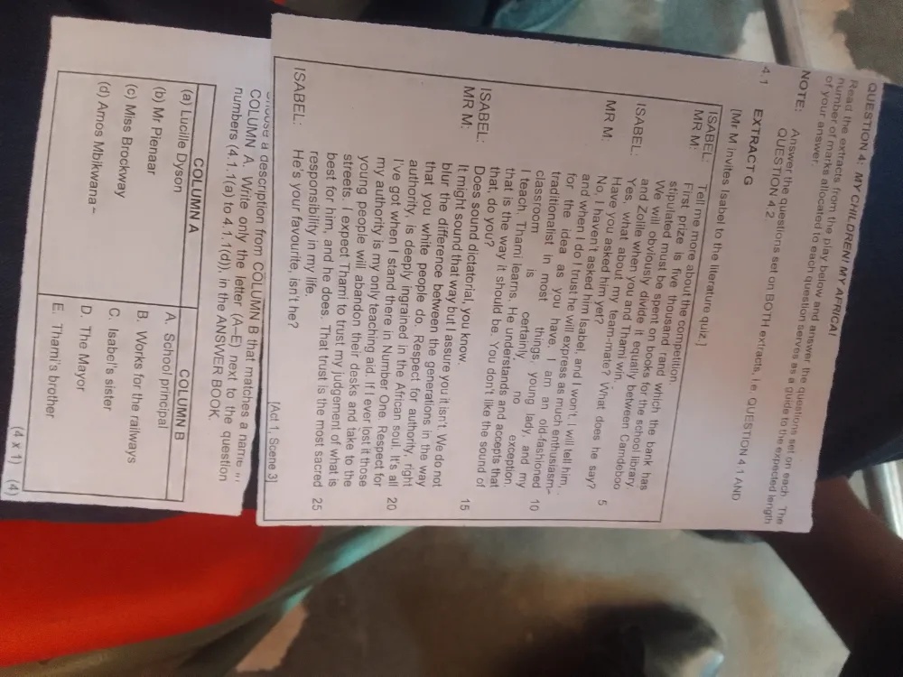 QUESTION A MY CHIL DRENI MY AFRICAI Read the | StudyX