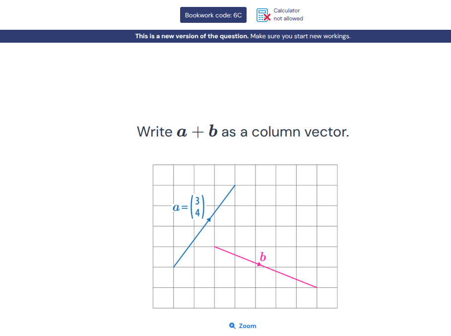 Write \(a + b\) as a column vector. \(a = | StudyX