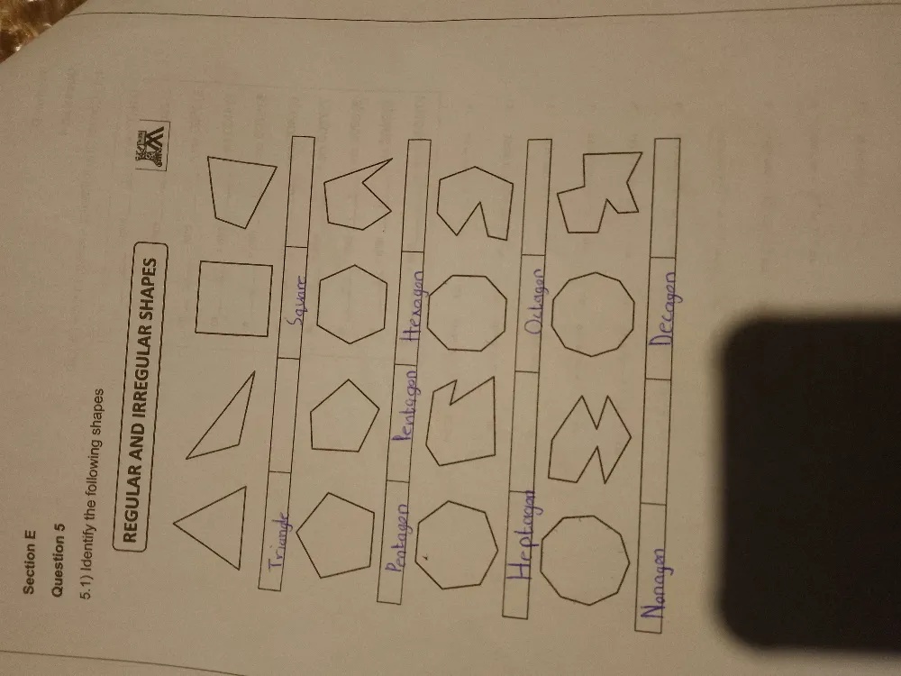 5.1) Identify the following shapes REGULAR | StudyX