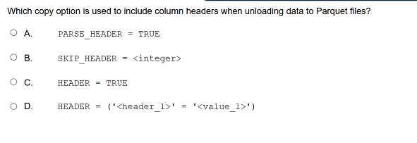 Which copy option is used to include column | StudyX