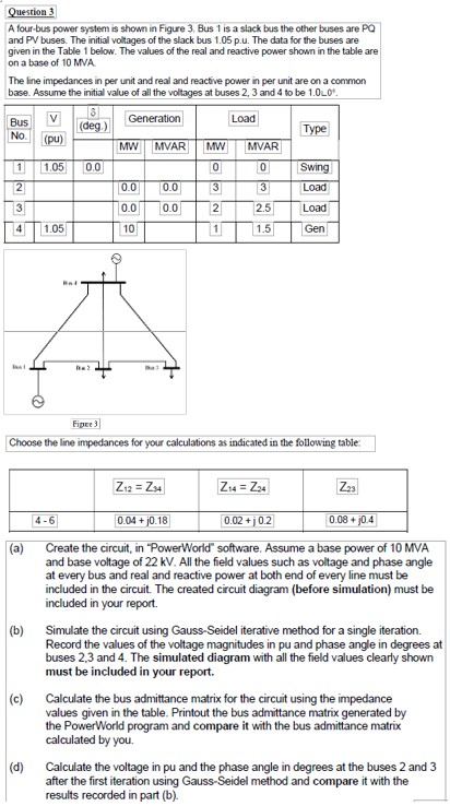 A four-bus power system is shown in Figure | StudyX