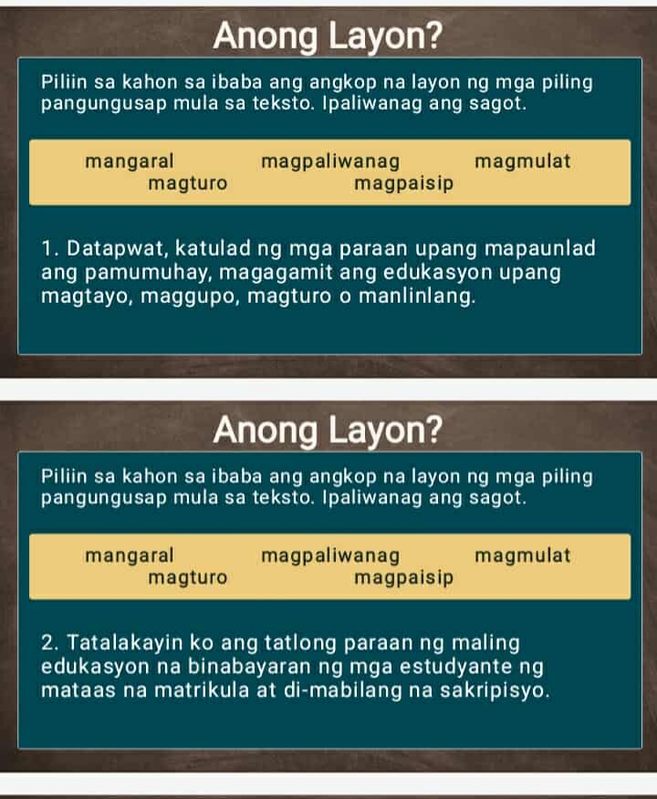 Anong Layon? Piliin sa kahon sa ibaba ang | StudyX