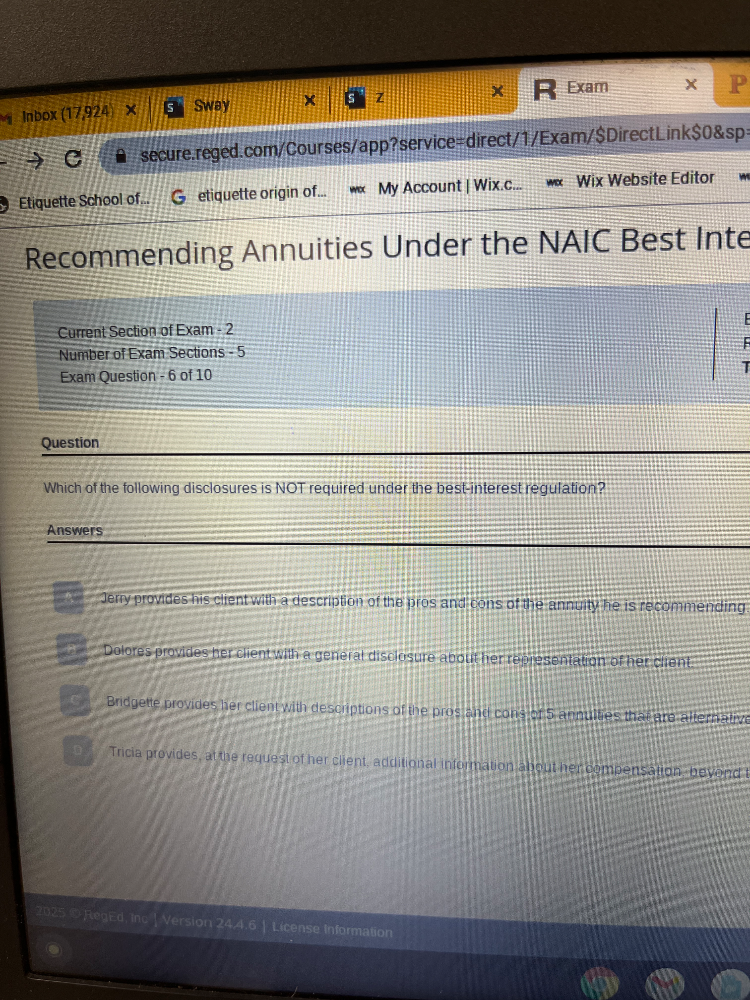 Which of the following disclosures is NOT