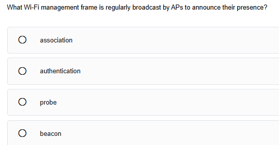 What Wi-Fi management frame is regularly