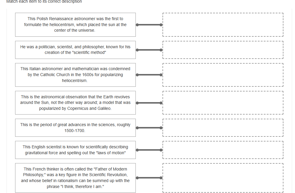 Match each item to its correct description | StudyX