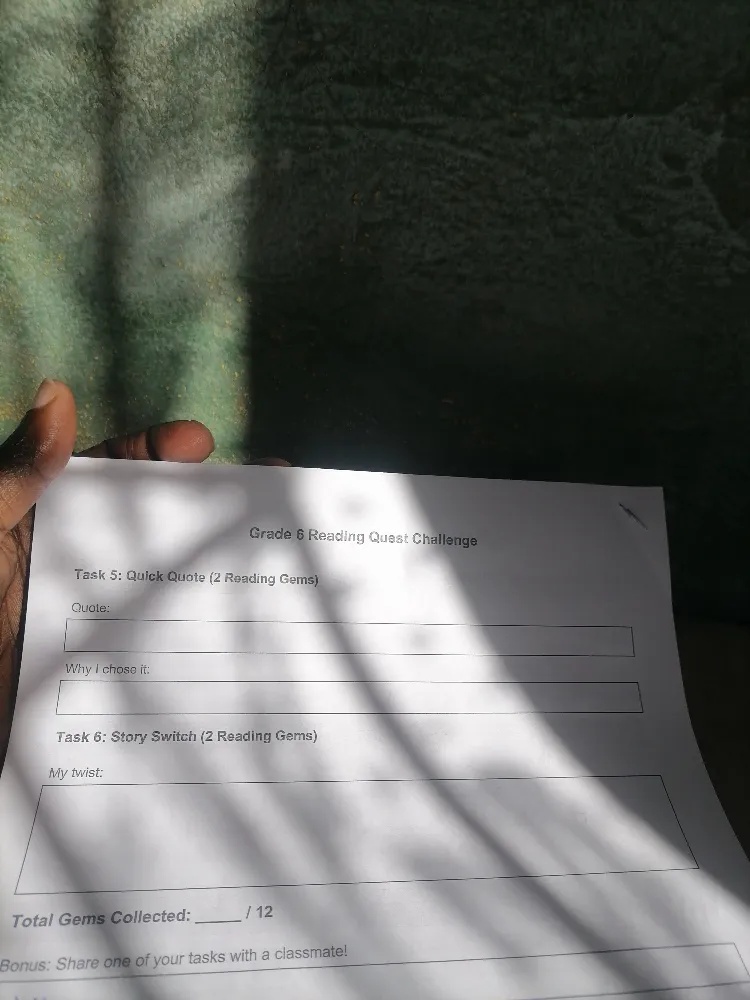 Grade 6 Reading Quest Challenge Task 5: | StudyX