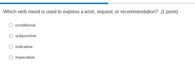 Which verb mood is used to express a wish, | StudyX