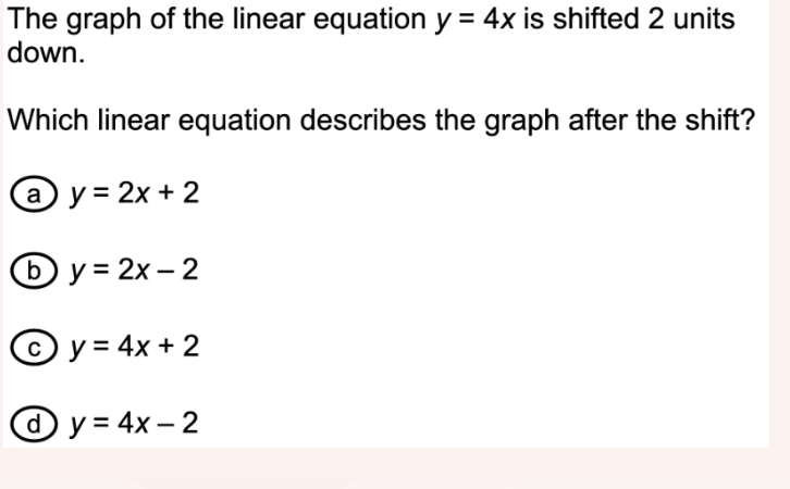 The graph of the linear equation $y = 4x$ is | StudyX