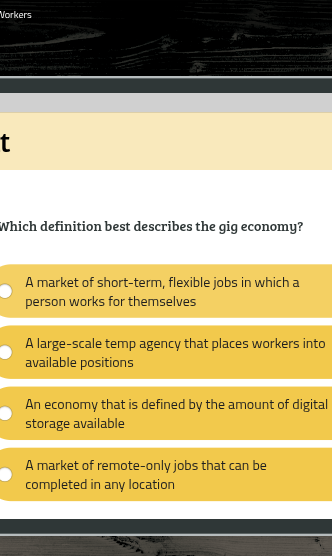 Which definition best describes the gig | StudyX