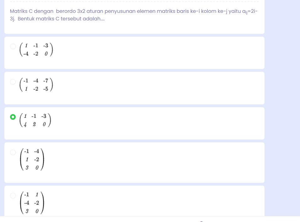 Matriks C dengan berordo 3x2 aturan | StudyX