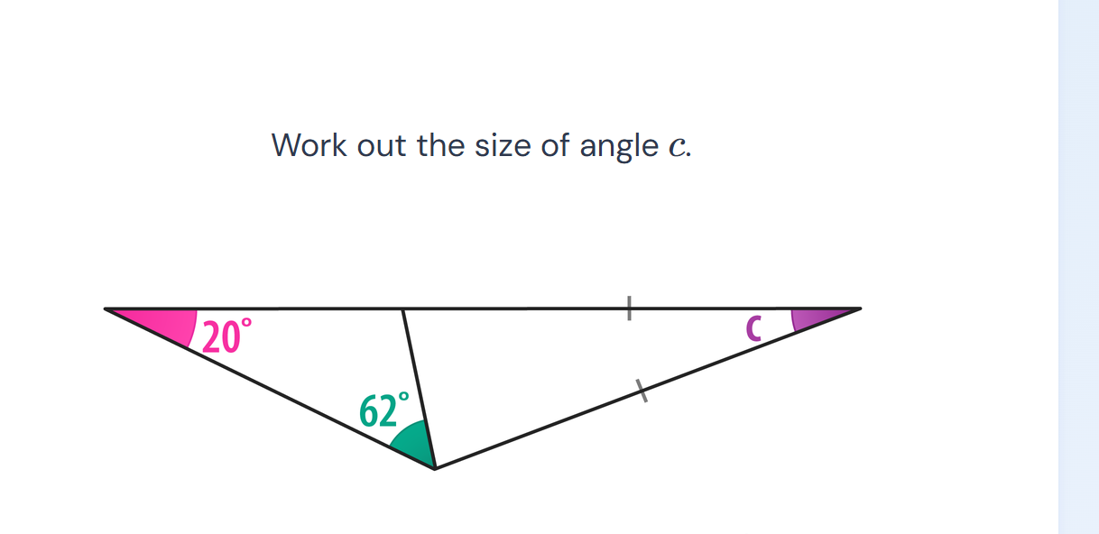 Work out the size of angle $c$. The image | StudyX