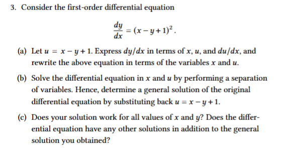 3. Consider the first-order differential | StudyX