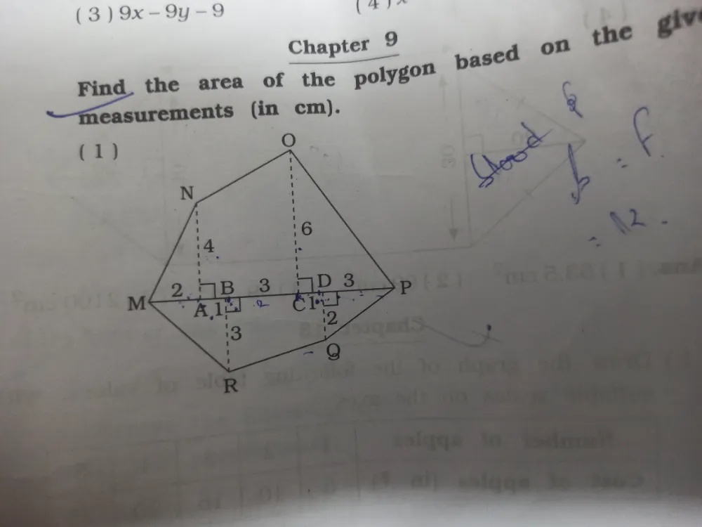 Find the area of the polygon based on the | StudyX