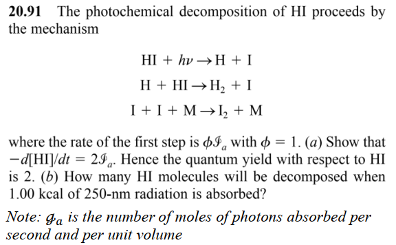 20.91 The photochemical decomposition of HI