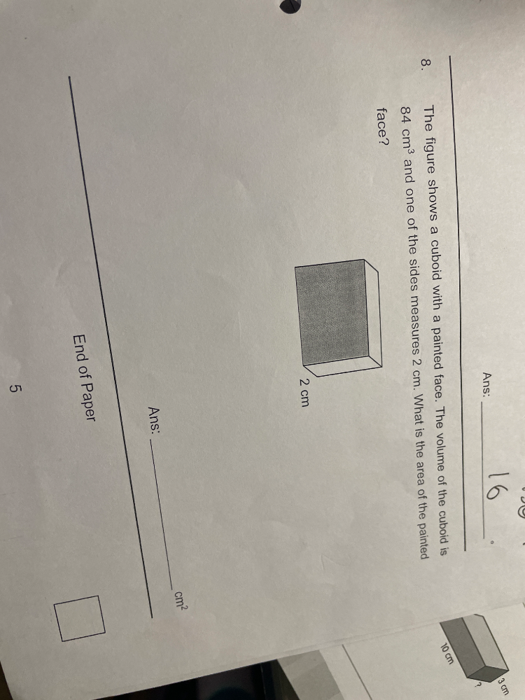8. The figure shows a cuboid with a painted | StudyX
