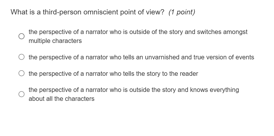 What is a third-person omniscient point of | StudyX