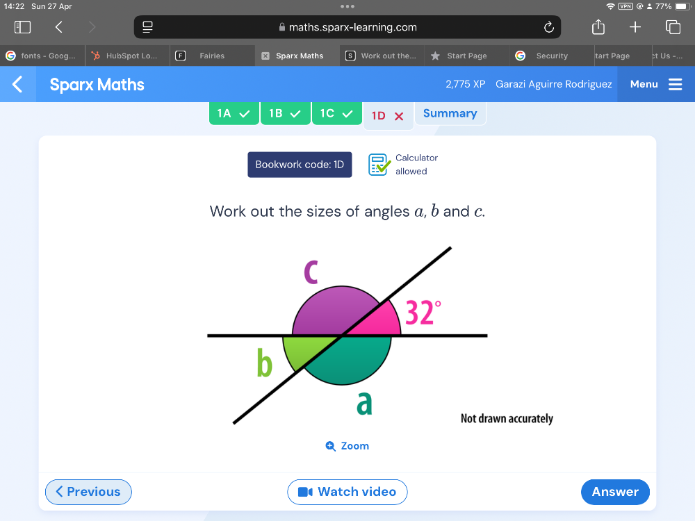 Work out the sizes of angles $a$, $b$ and | StudyX
