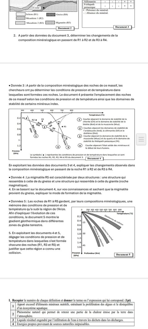 2. A partir des données du document 3, | StudyX
